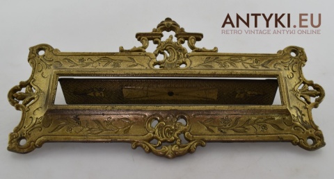 Secesyjny listownik mosiężny ozdobny, klapka do drzwi na listy - antyki.eu